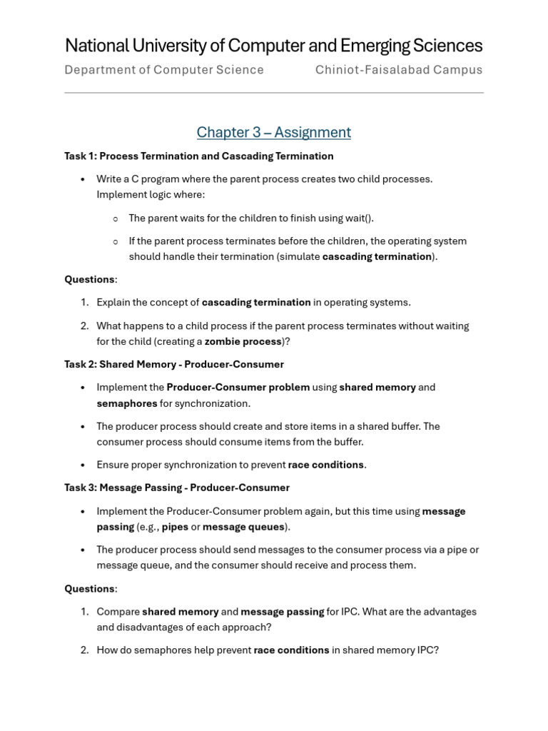 Assignment - Chapter3 | PDF | Message Passing | Operating System