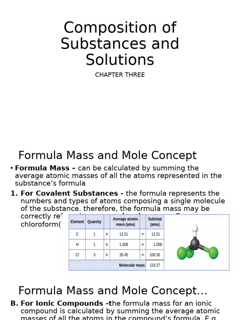 Chapter 3 - Composition of Substances and Solutions | PDF ...