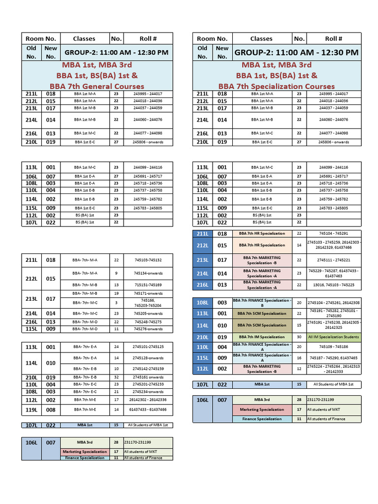 Shift 2 Mid Exam Fall 2024 Sitting Plan | PDF