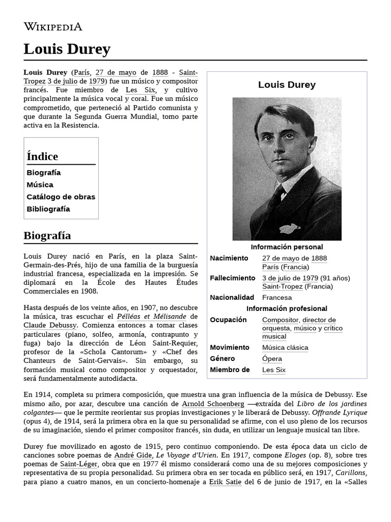 Louis Durey | PDF | Música clásica