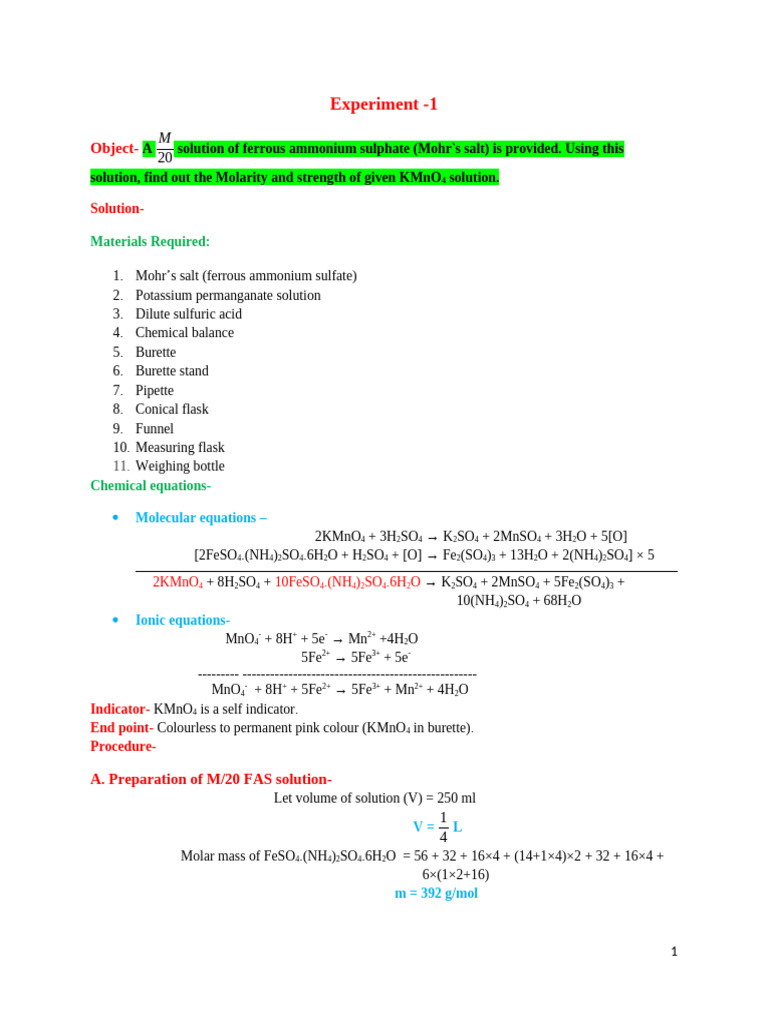 Experiments | PDF | Titration | Chemistry