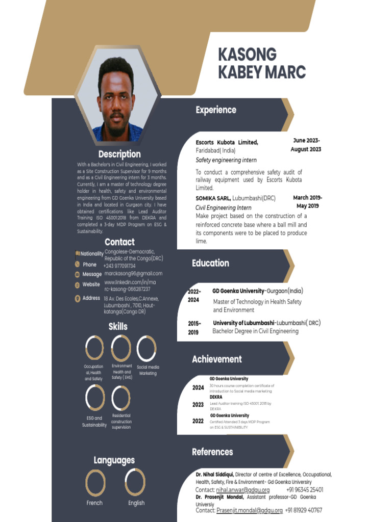 Kasong Kabey Marc CV | PDF | Business | Engineering