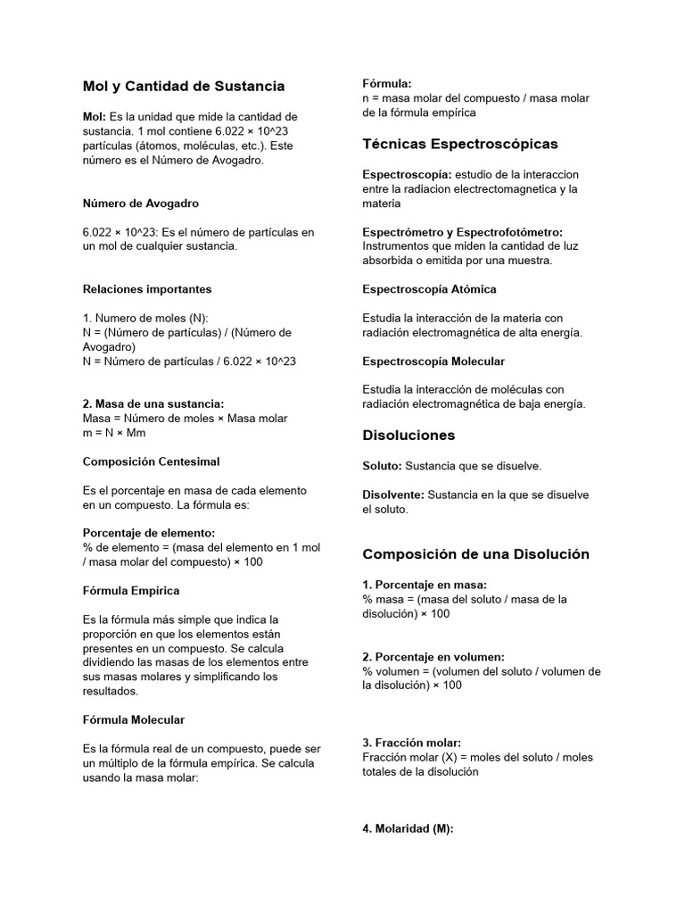 Resumen FYQ 1 Tema-1 | PDF | Mole (Unidad) | Metrología