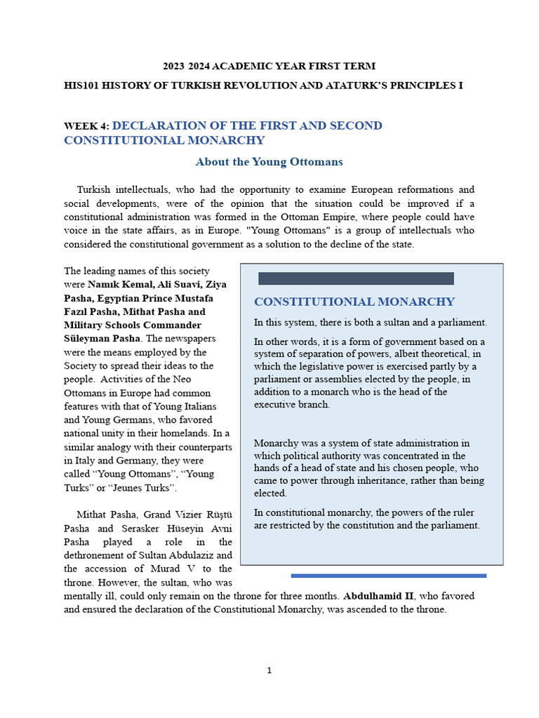 Week 4 History of Turkish Revolution and Ataturk's Principles I | PDF ...