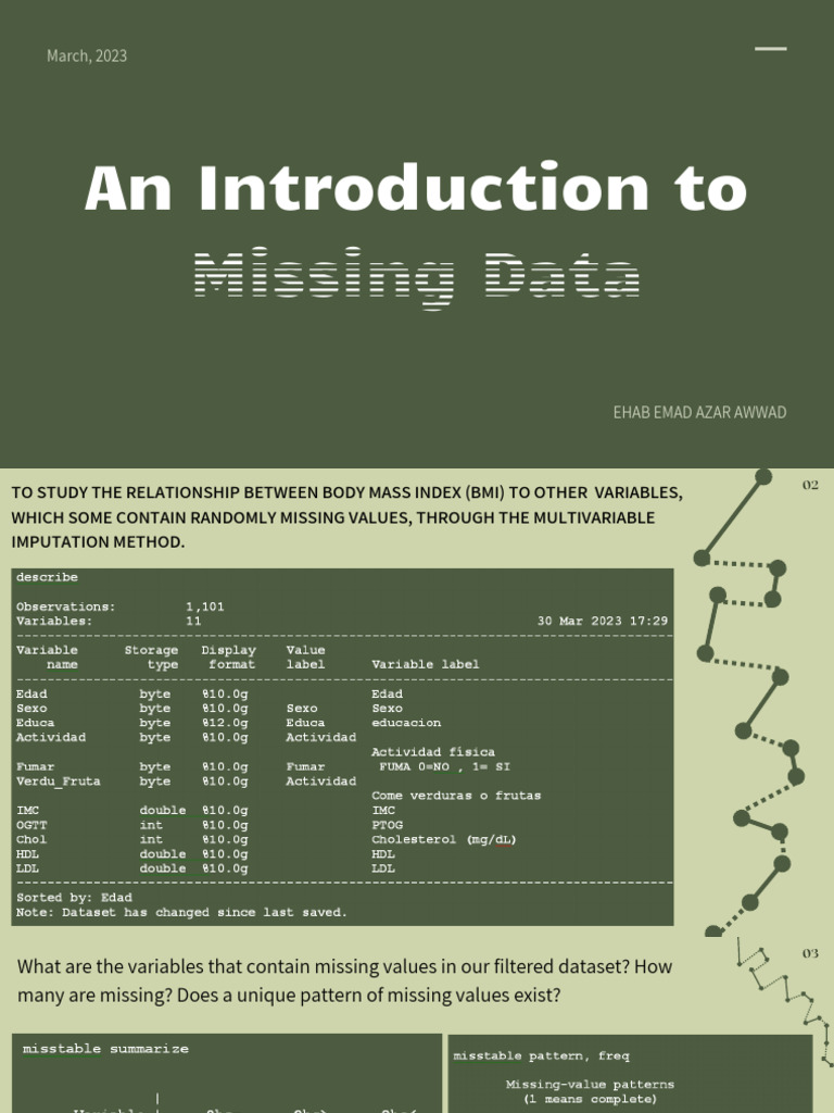 An Introduction To Missing Data, Final Project, Ehab Awwad (Mar, 2023) | PDF
