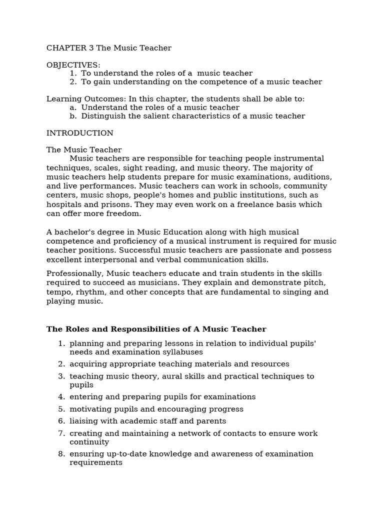 Chapter 3 The Music Teacher | PDF | Music Education | Teachers