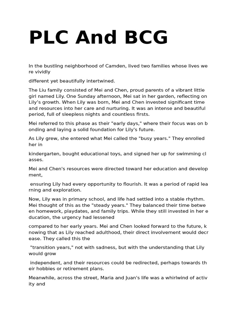 PLC and BCG - Family of 1 and Many | PDF | Family | Behavioural Sciences
