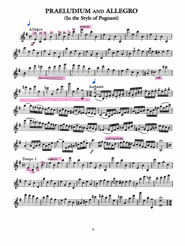 Kreisler's Praeludium and Allegro Guide | PDF