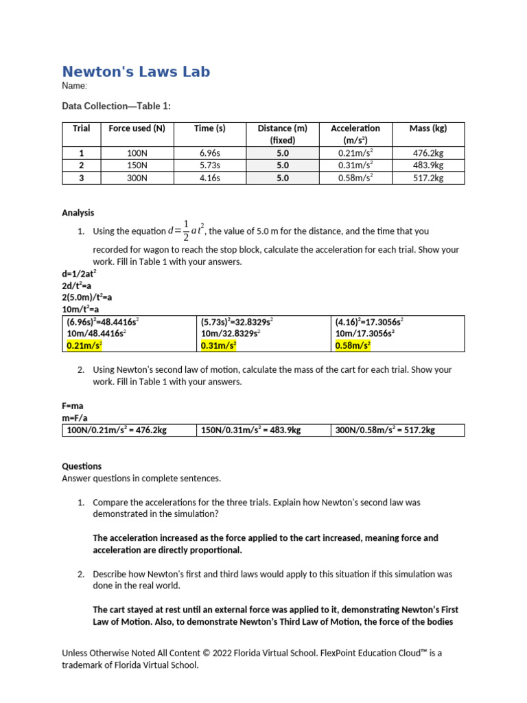 2.08 Newton's Laws Lab Submit | PDF | Force | Newton's Laws Of Motion