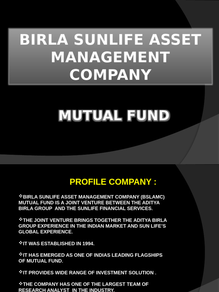 Birla Sunlife Asset Management Company | PDF