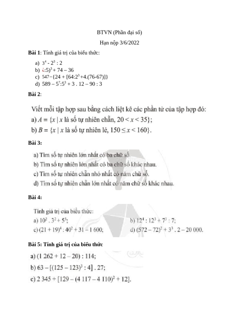 BTVN 3.6 ĐẠI SỐ | PDF