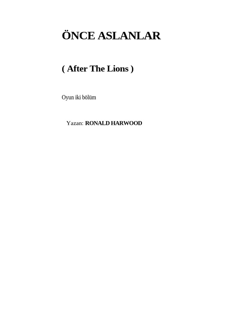 Ronald Harwood - Önce Aslanlar | PDF