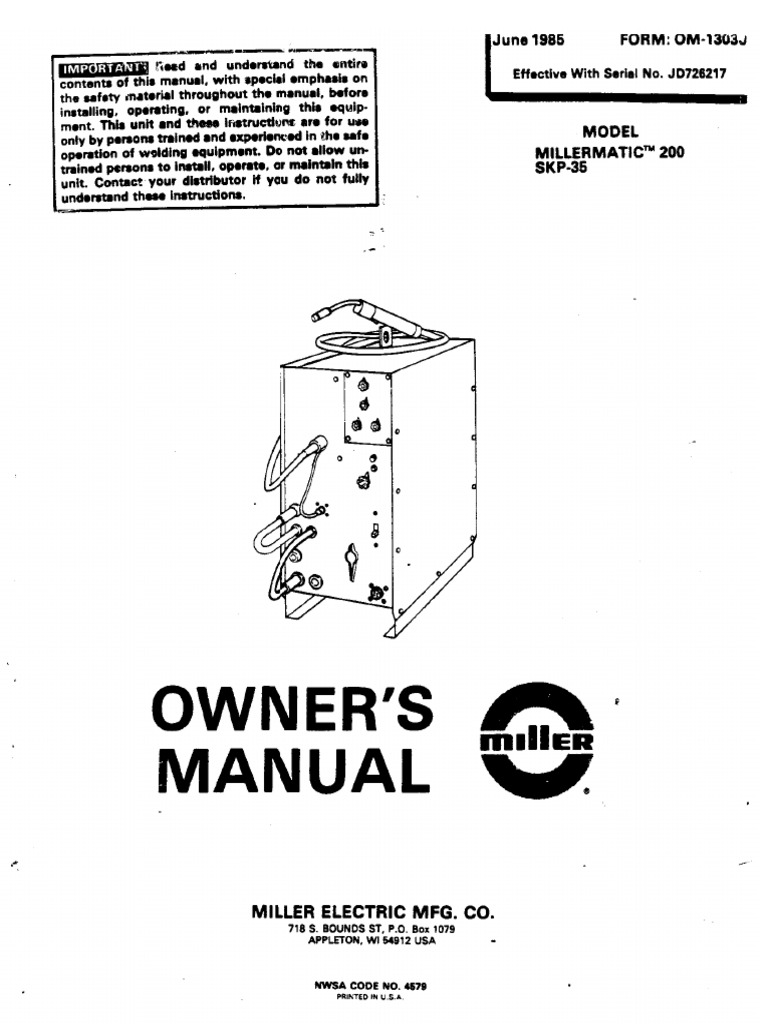 Millermatic 200 Manual | PDF