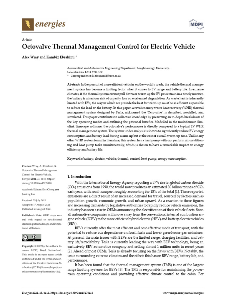 Octovalve Thermal Management Control For Electric Vehicle | PDF | Heat ...