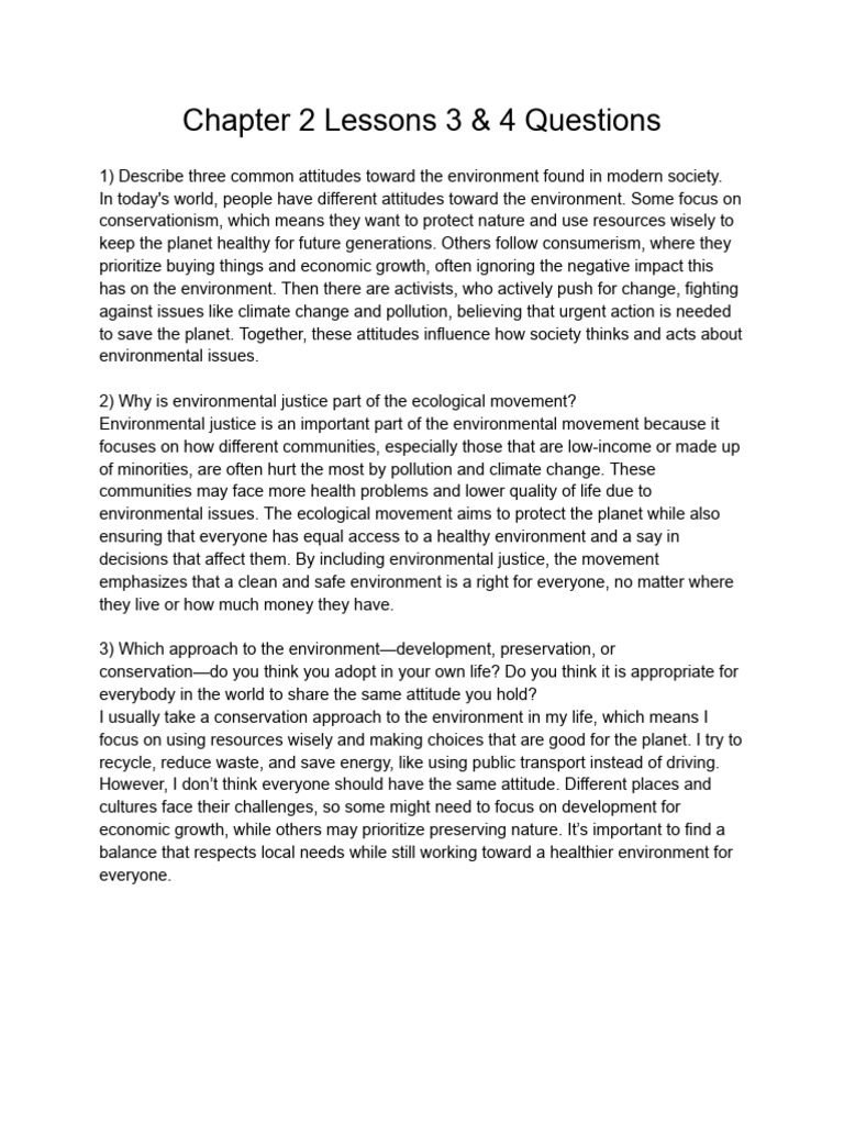 Chapter 2 Lessons 3 & 4 Questions | PDF