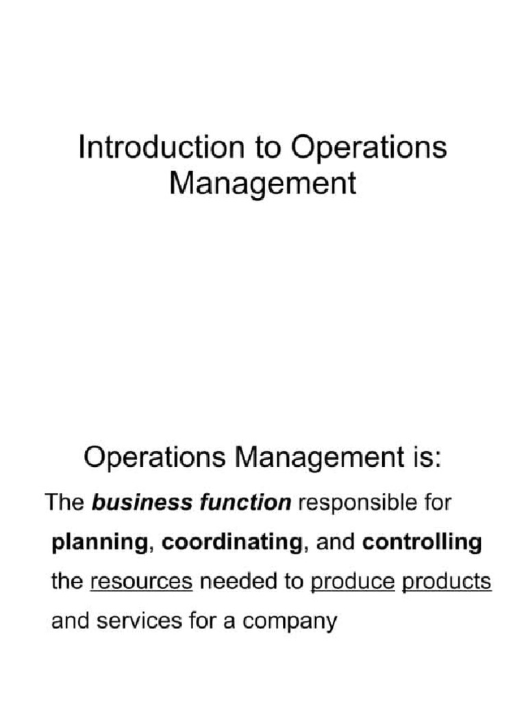 Chap 1 Intro Operations Management | PDF