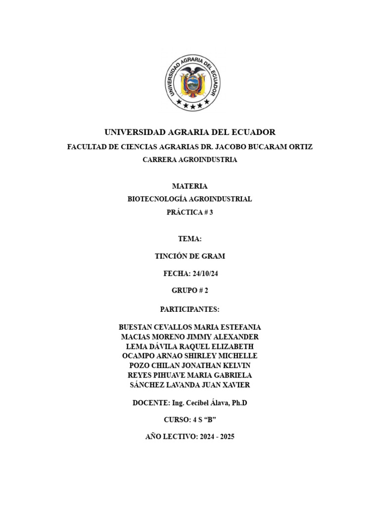 Informe Biotec 3 | PDF | Fermentación | Tinción