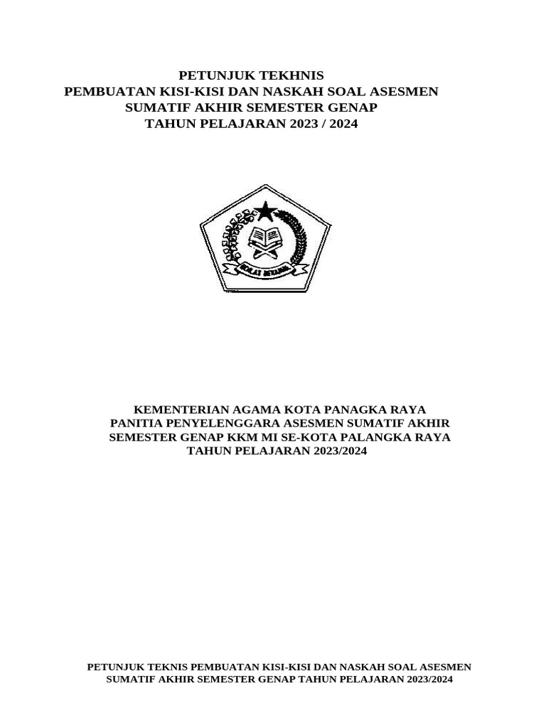 Juknis Pembuatan Kisi-Kisi Dan Naskah Soal Asesmen Sumatif Akhir Semester Ganjil 23-24 | PDF ...