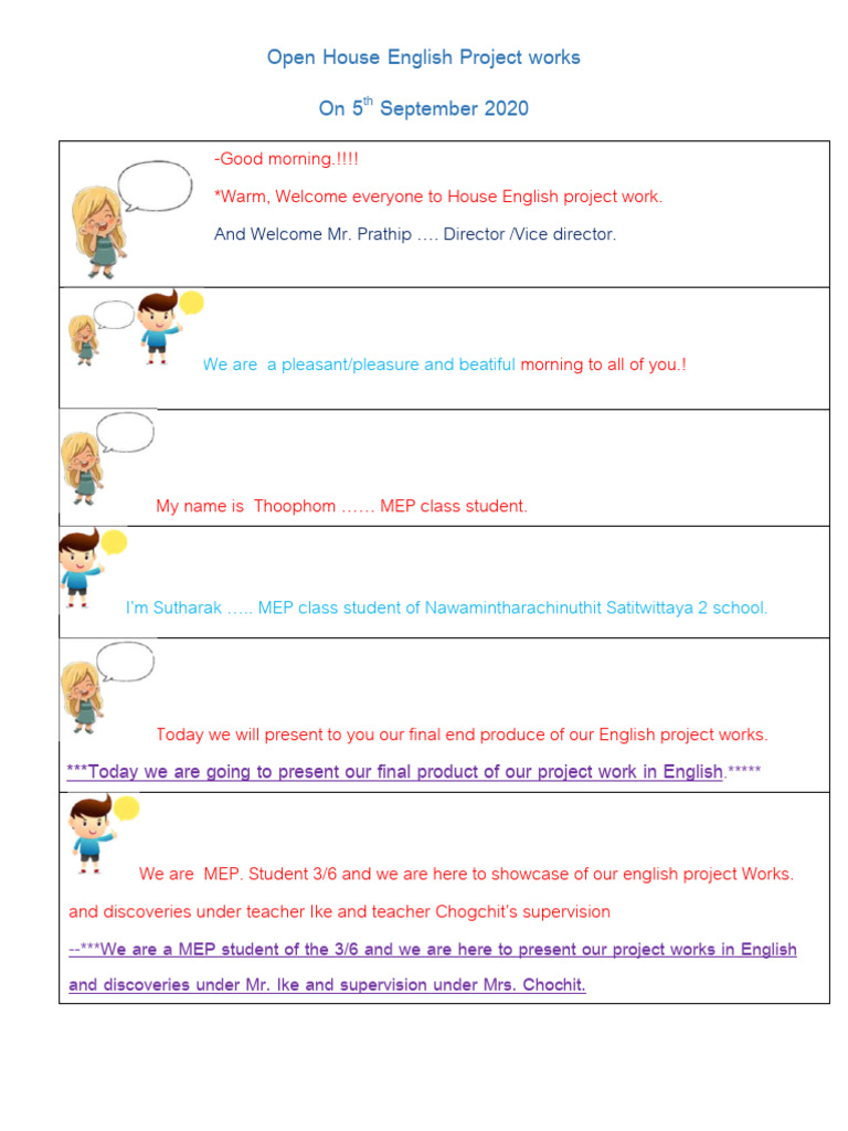 Class 4 English Project Presentation | PDF | Foreign Language Studies