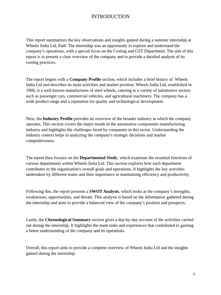 Wheels Intern Report | PDF | Swot Analysis | Business