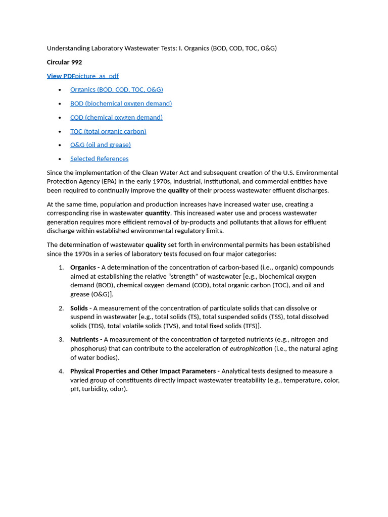 Understanding Laboratory Wastewater Tests | PDF | Total Organic Carbon ...