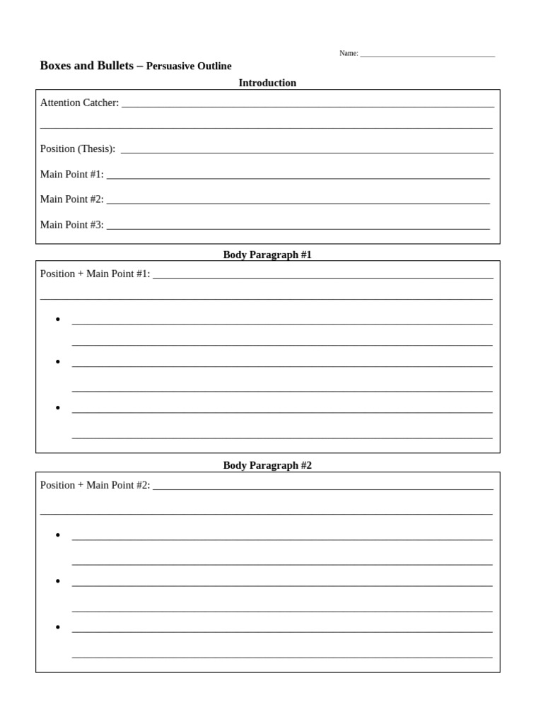 Boxes and Bullets Persuasive Outline | PDF