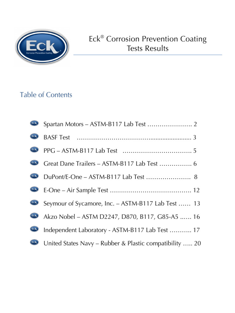 Eck Corrosion Coating - Test Reports | PDF | Electrochemistry | Materials