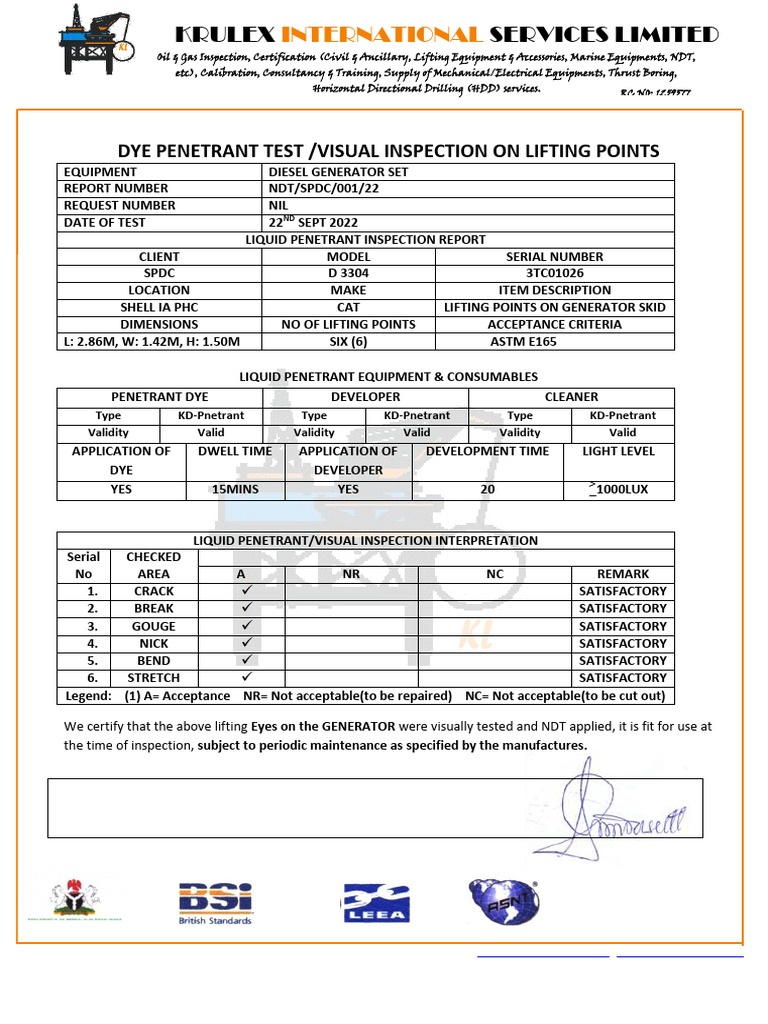 Dpi Reports | PDF | Nondestructive Testing