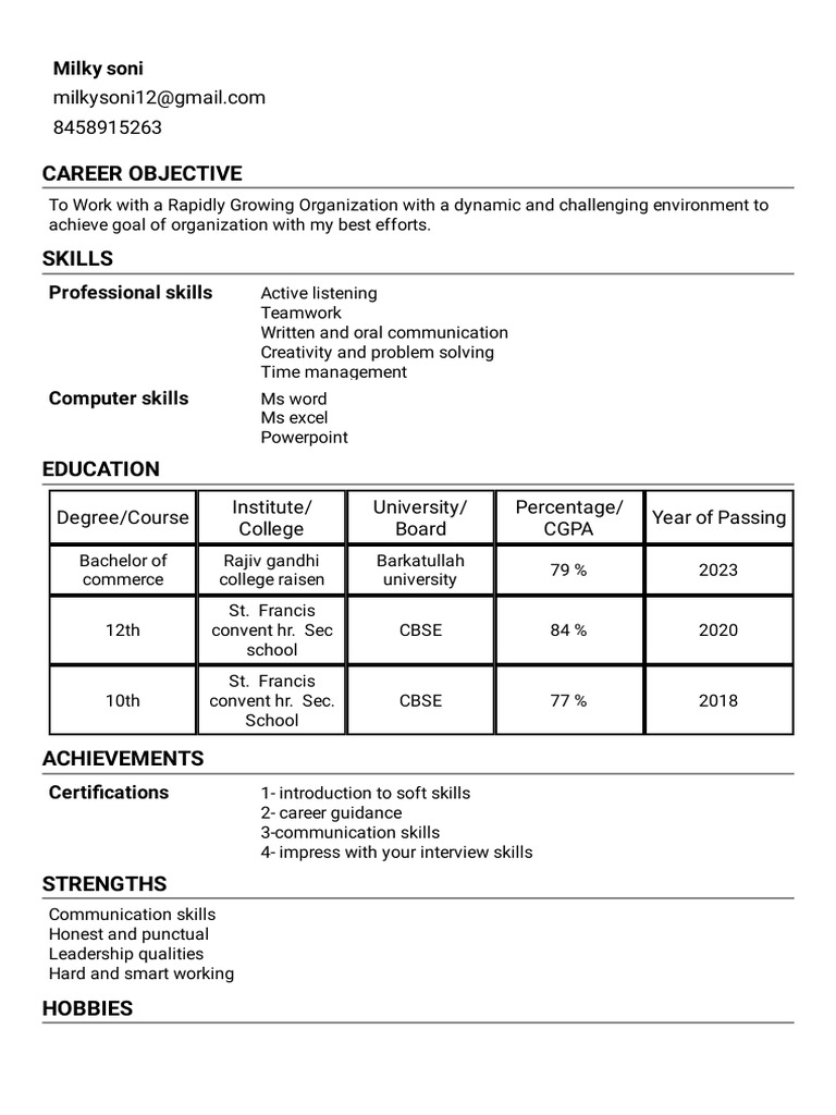 Resume - Milky Soni - Format1 | PDF