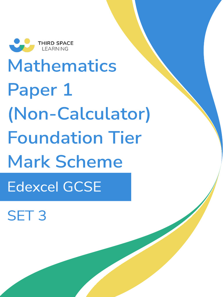 Edexcel Set 3 Foundation GCSE Math Paper 1 Mark Scheme | PDF ...