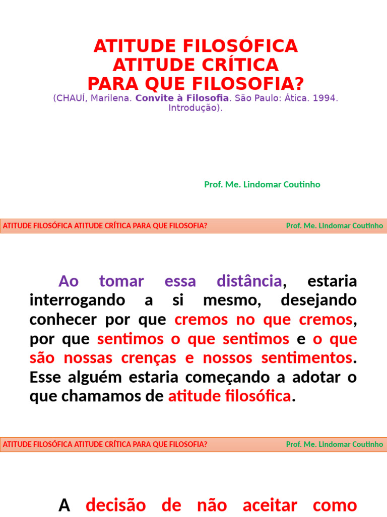 Atitude Crítica e Filosofia Essencial | PDF | Atitude (Psicologia ...
