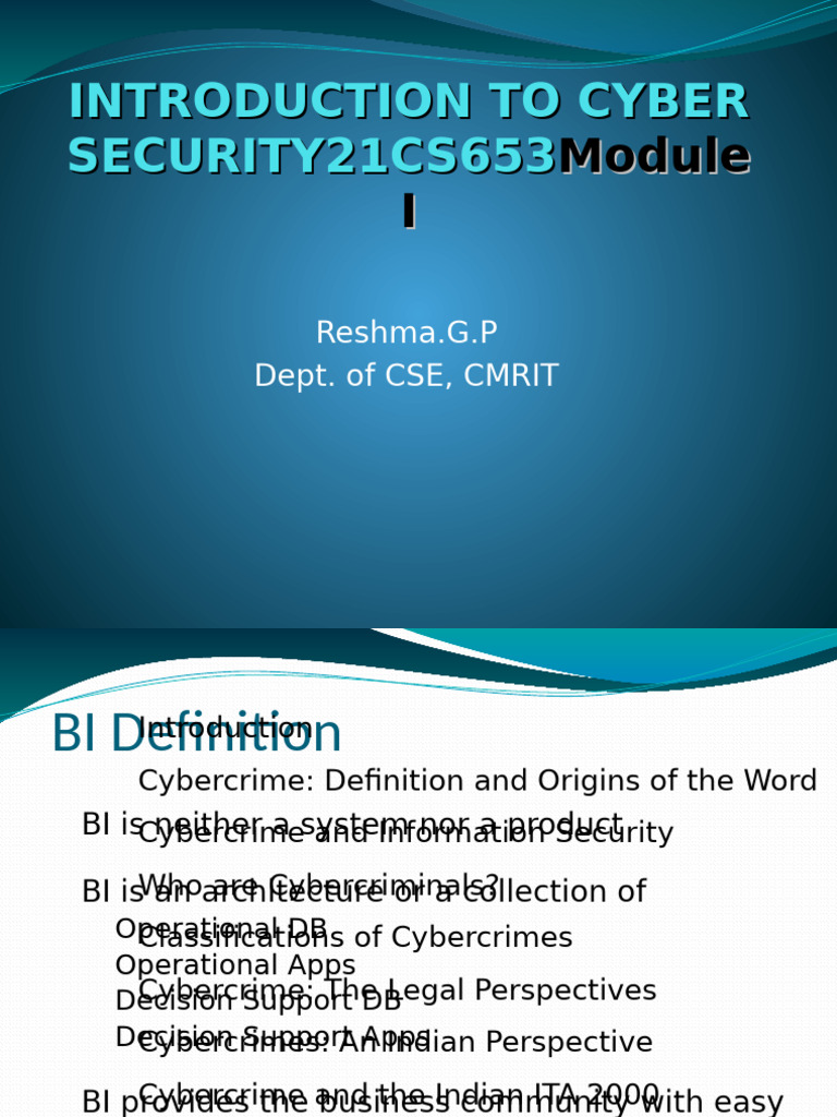 Cybersecurity Module 1 | PDF | Cybercrime | Spamming