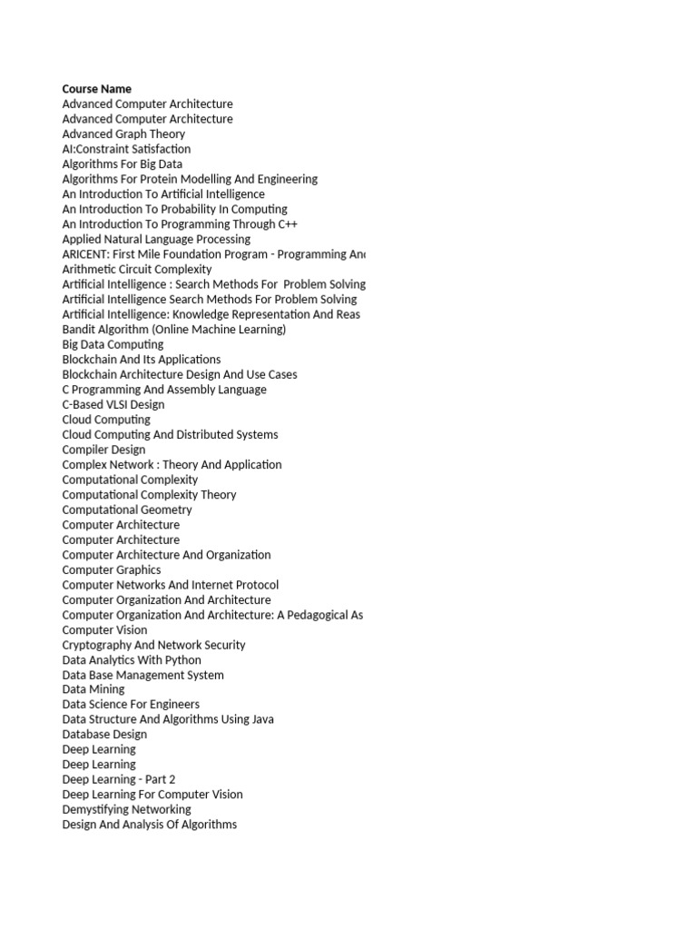 NOC Computer Science and Engineering | PDF | Discrete Mathematics | Artificial Intelligence