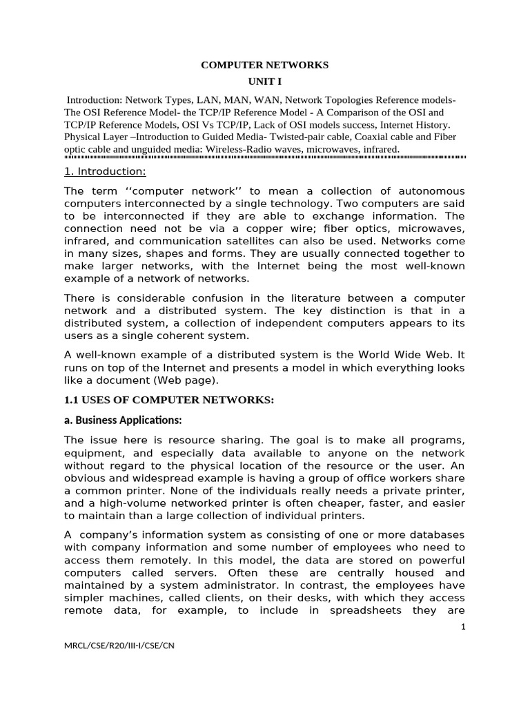 Computer Networks Overview | PDF | Computer Network | Osi Model