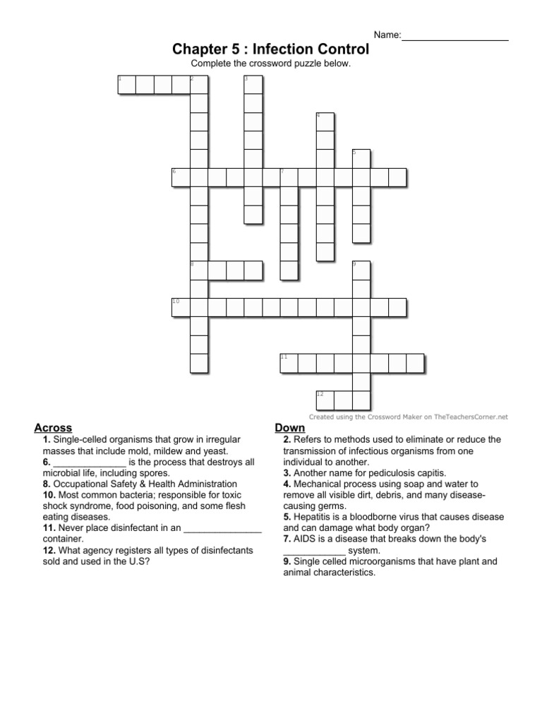 Chapter 5: Infection Control: Down Across | PDF | Disinfectant | Infection