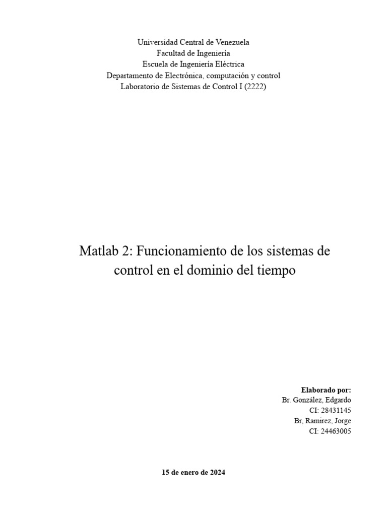 Matlab 2 | PDF | Oscilación | Teoría de control
