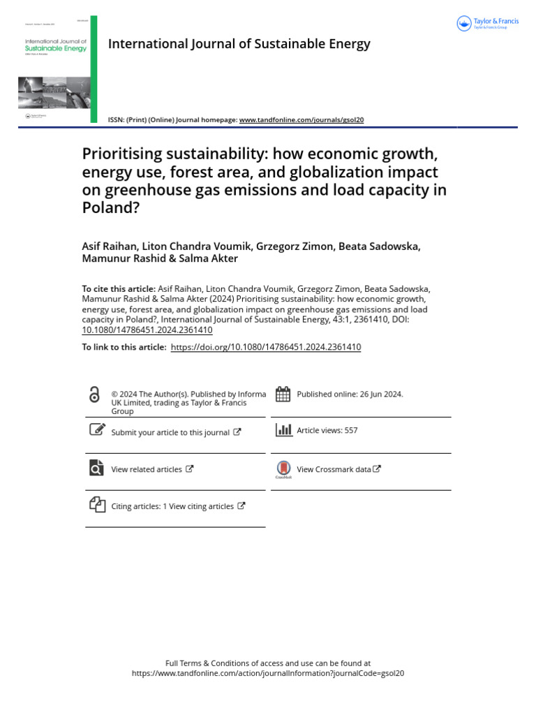 Prioritising Sustainability How Economic Growth Energy Use Forest Area ...