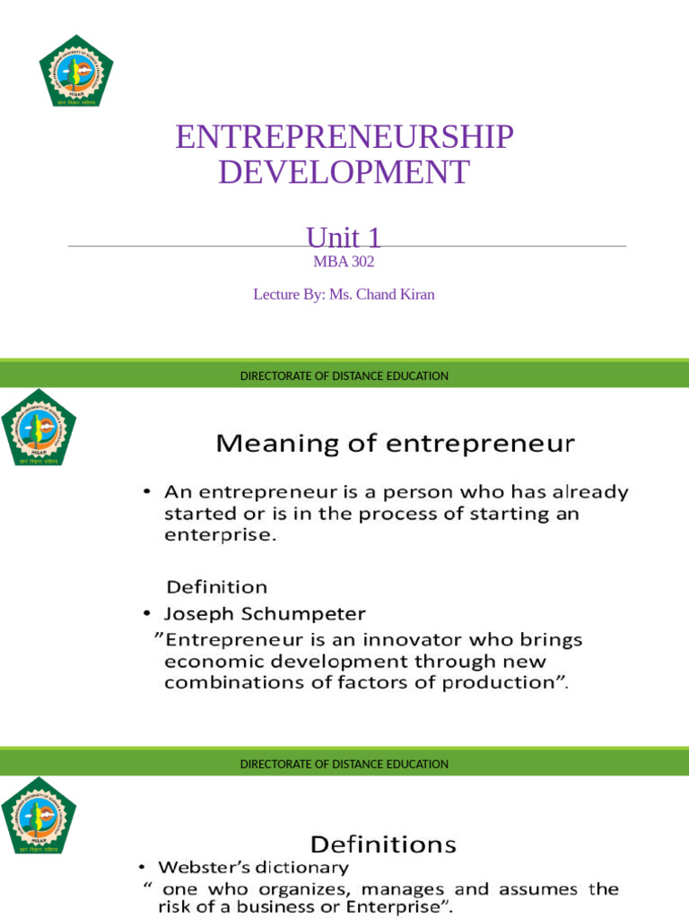 Entrepreneurship Development: Unit 1 | PDF | Feasibility Study ...