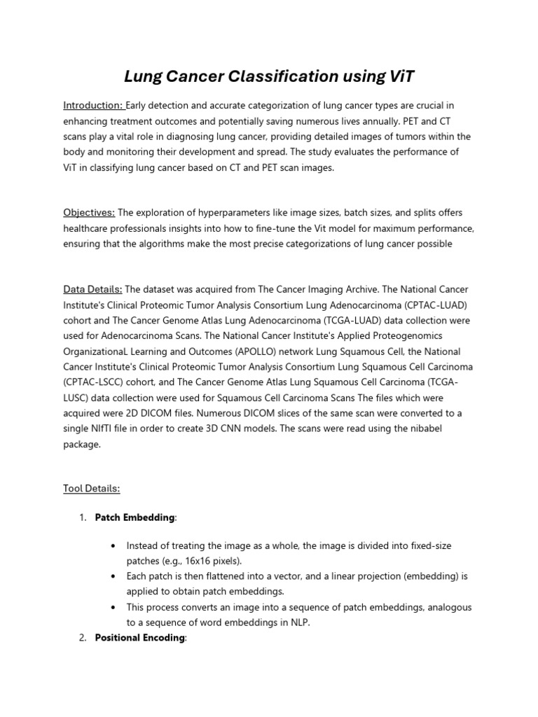Lung Cancer Classification (ViT) | PDF | Artificial Intelligence ...