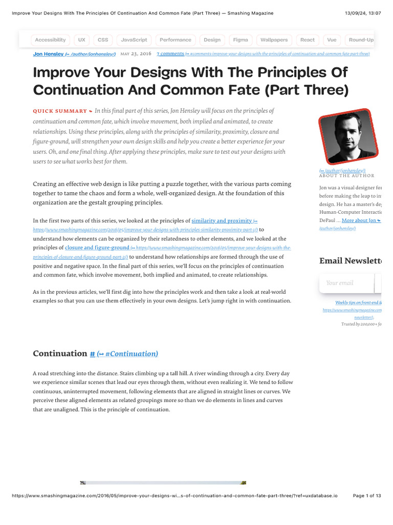 Improve Your Designs With The Principles of Continuation and Common ...