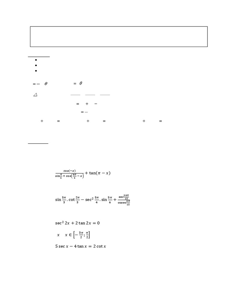 Ft 3 Trigonometry Circular Measure And Functions Pdf Trigonometry Trigonometric Functions