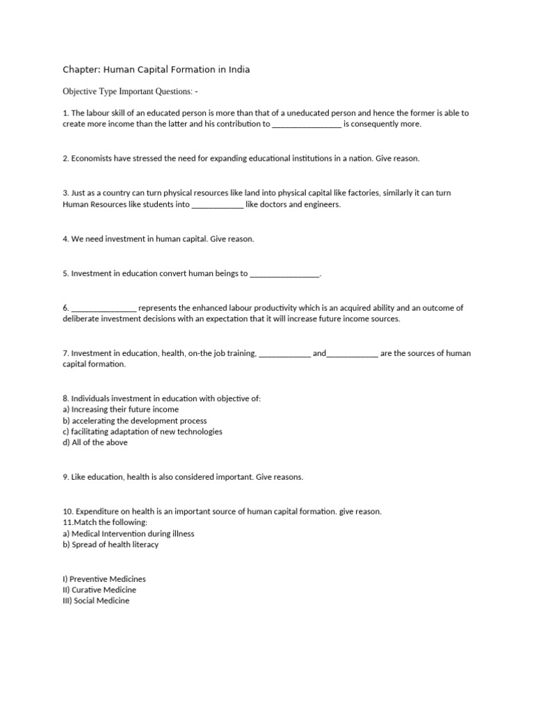 Human Capital Objective Questions | PDF | Human Capital | Capital ...