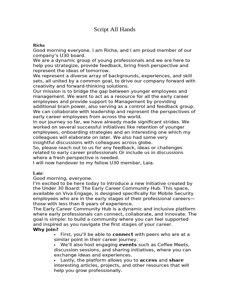 Script All Hands | PDF