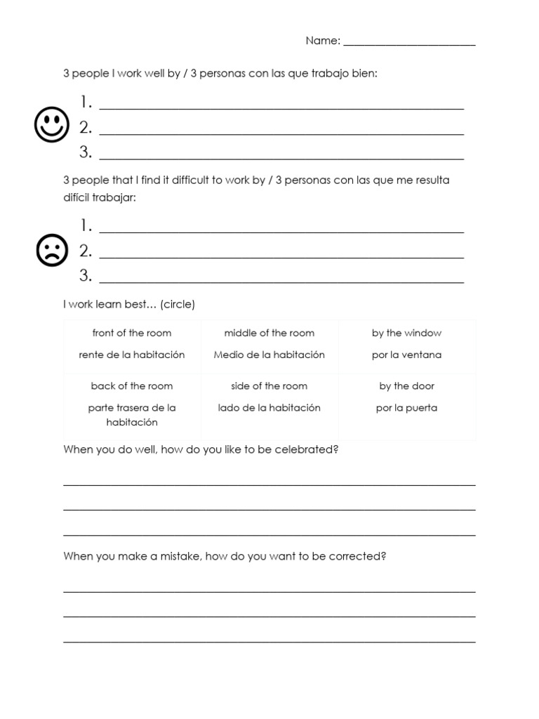 Class Seat Questionnaire | PDF