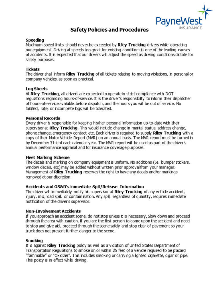 Trucking Safety Policies Overview | PDF | Truck Driver | Truck
