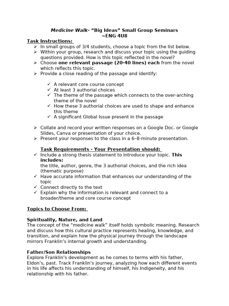 Medicine Walk Small Group Seminars | PDF | Psychological Resilience ...