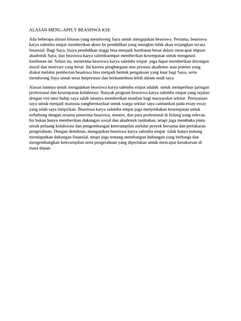 Alasan Menagppy Beasiswa | PDF