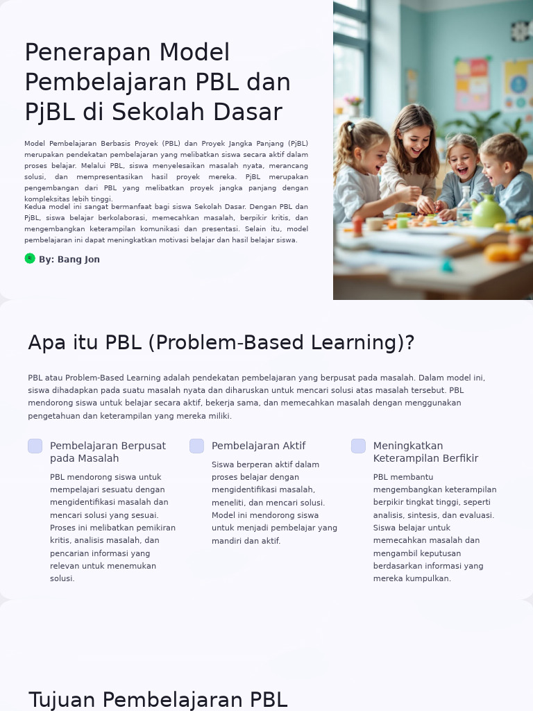 Penerapan Model Pembelajaran PBL Dan PJBL Di Sekolah Dasar | PDF