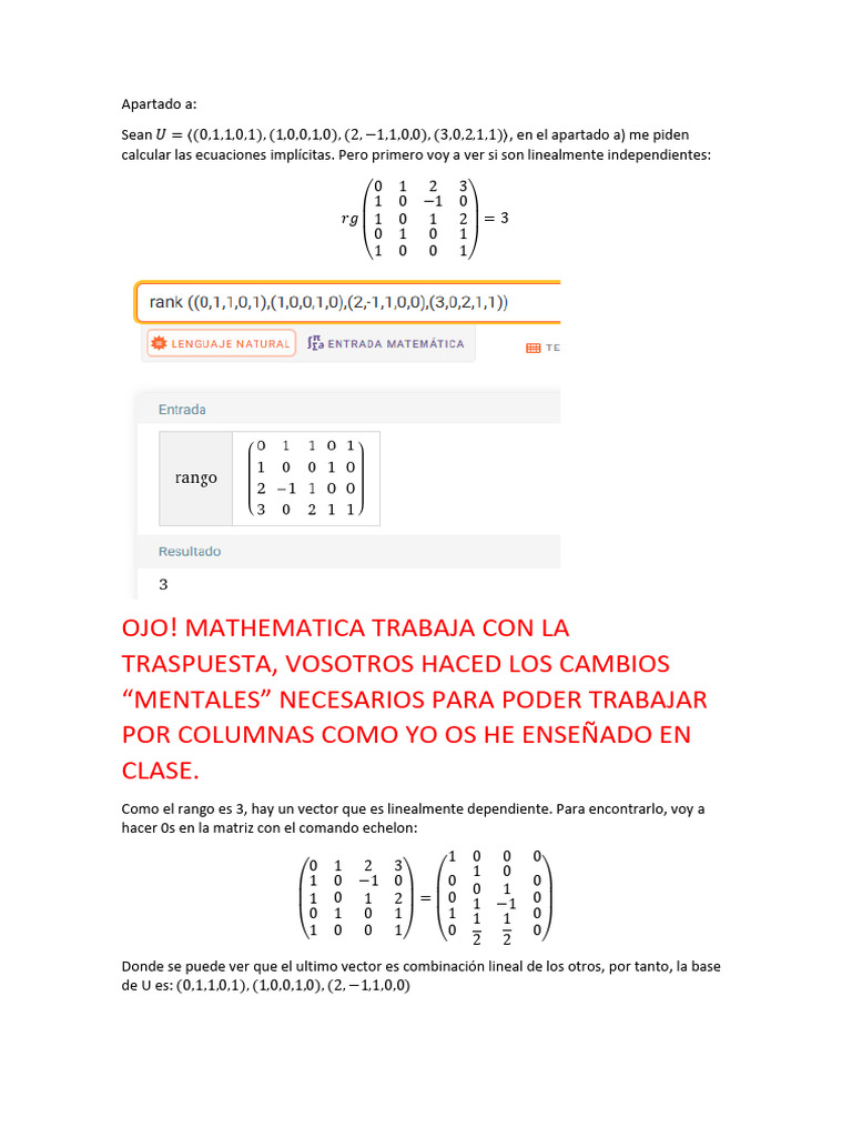 Problemas Espacios Vectoriales Con Ayuda Del Ordenador Pdf Base