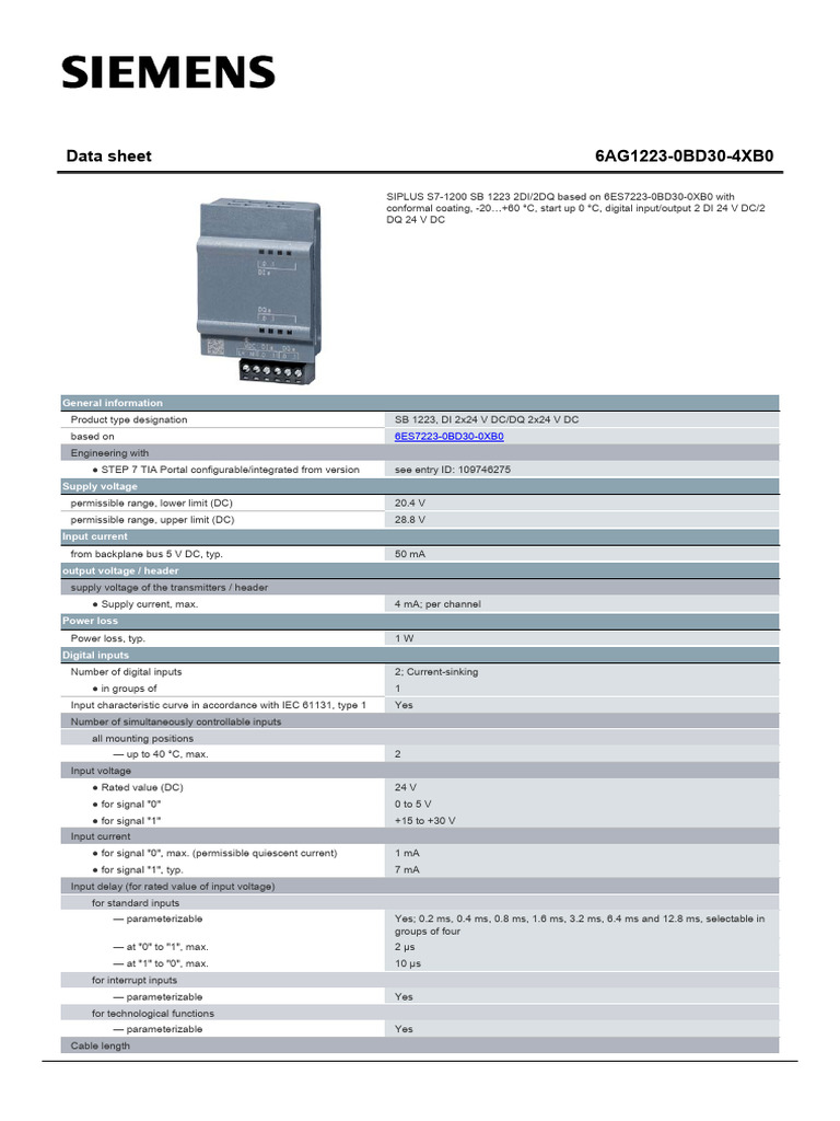 6AG12230BD304XB0 Datasheet en | PDF | Electrical Engineering | Electricity